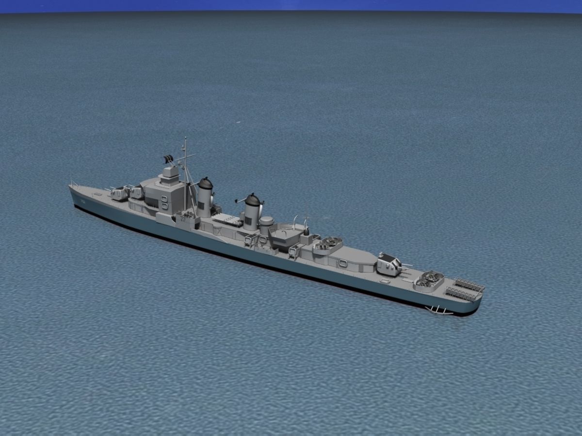 Sumner Class Destroyer DD-761 USS Buck 3D model rigged | CGTrader