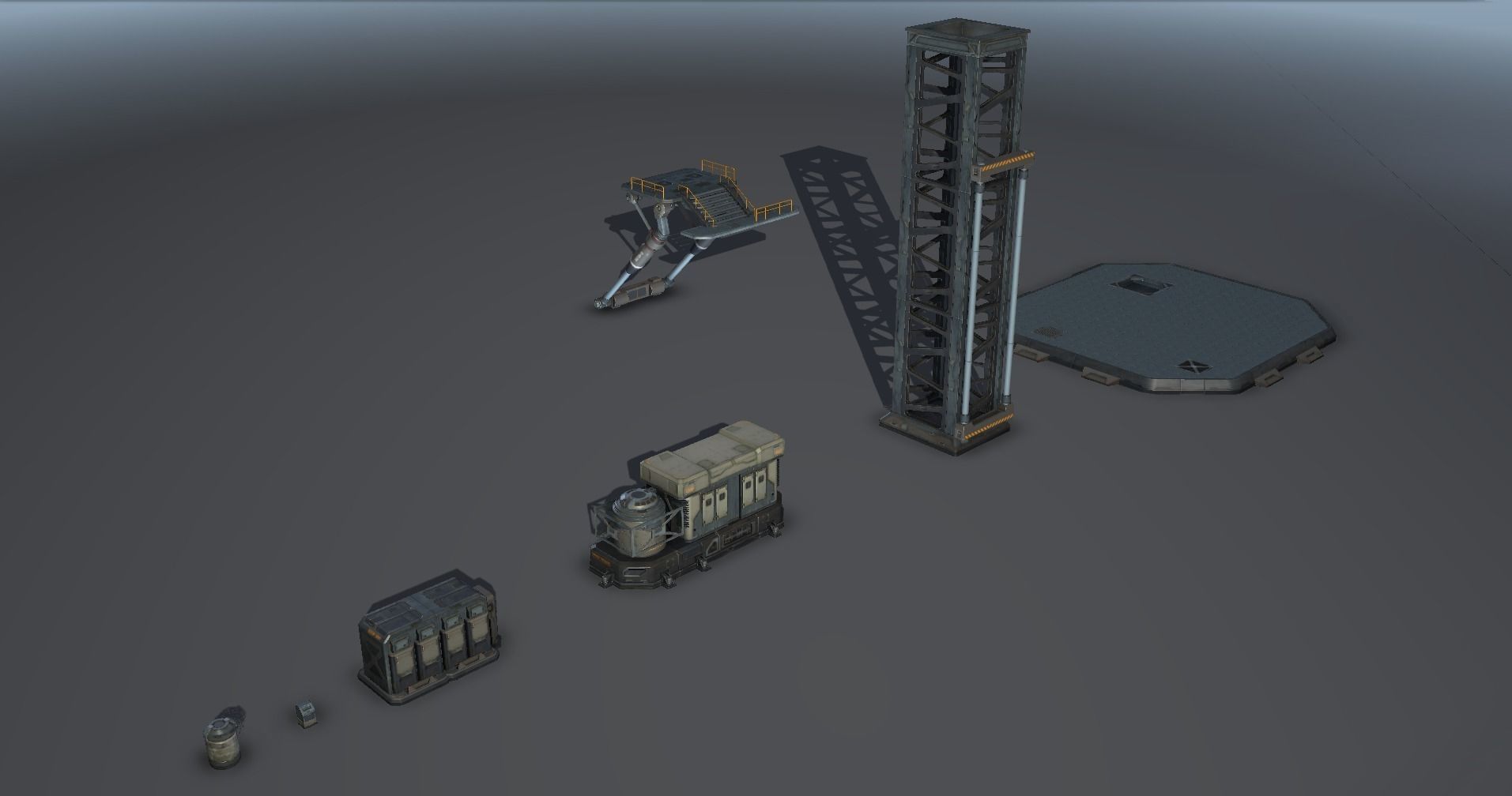 3D model Modular Sci-Fi Space Base Location and Props - low poly VR ...