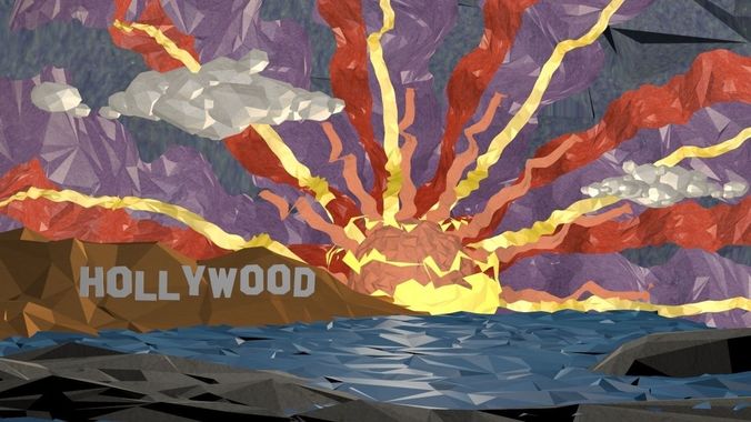 3D model Sunset Low Poly Animated VR / AR / low-poly animated | CGTrader