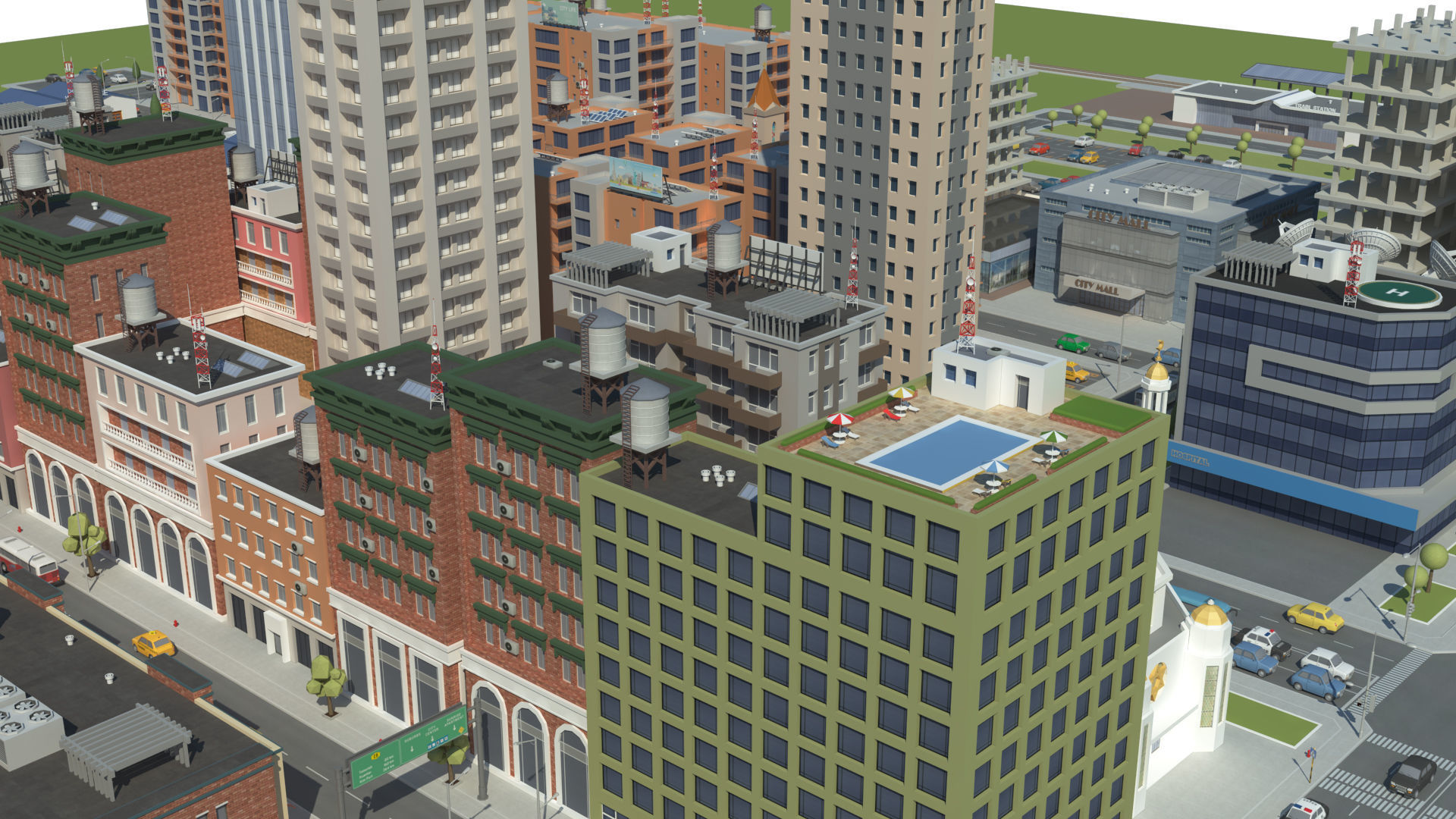 3D model Realistic Lowpoly Simple City VR / AR / low-poly | CGTrader