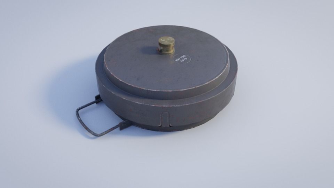 WW1 German Landmine Tellermine asset free VR / AR / low-poly 3D model ...