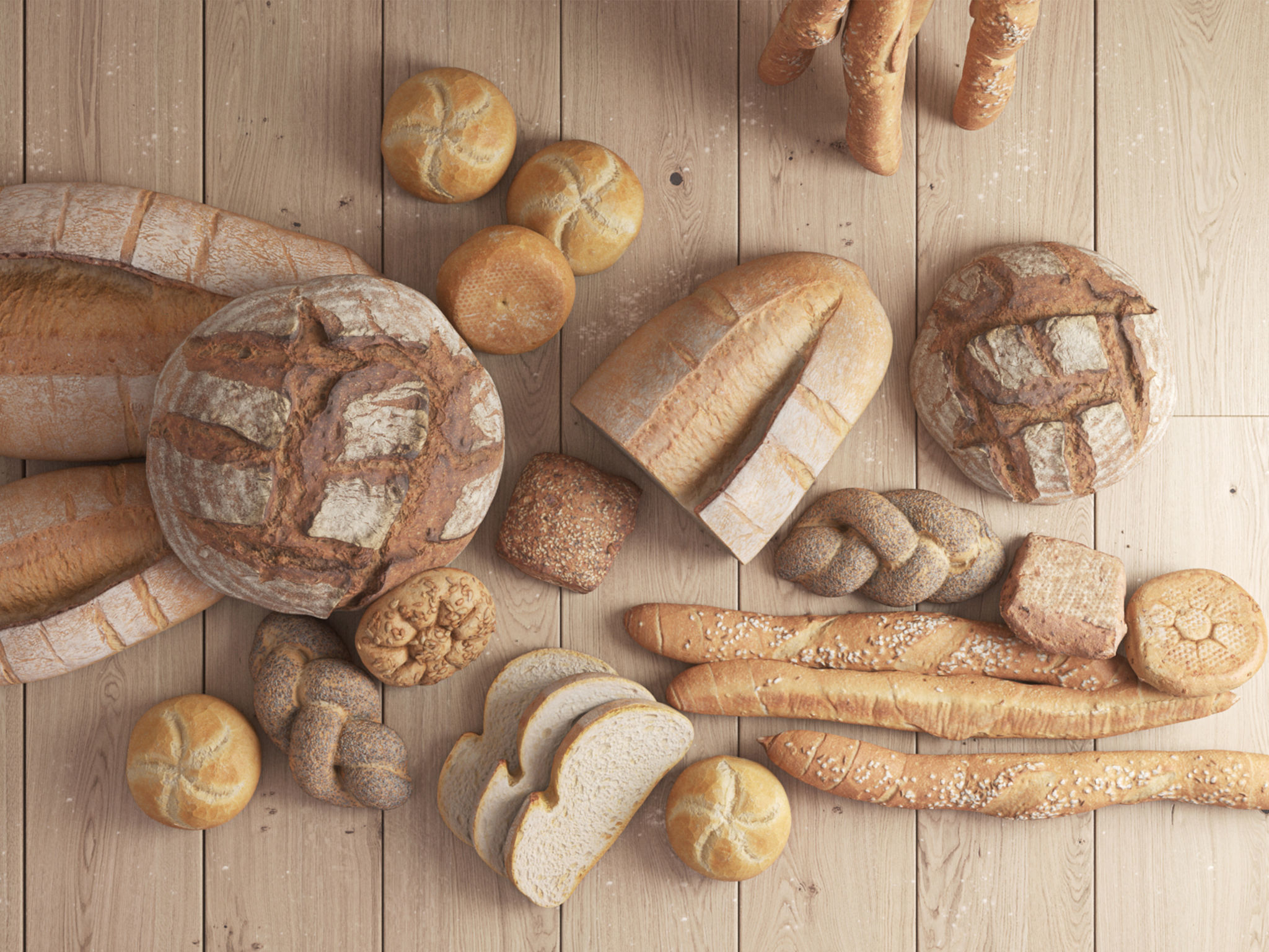 Bread Set breads 3D model | CGTrader