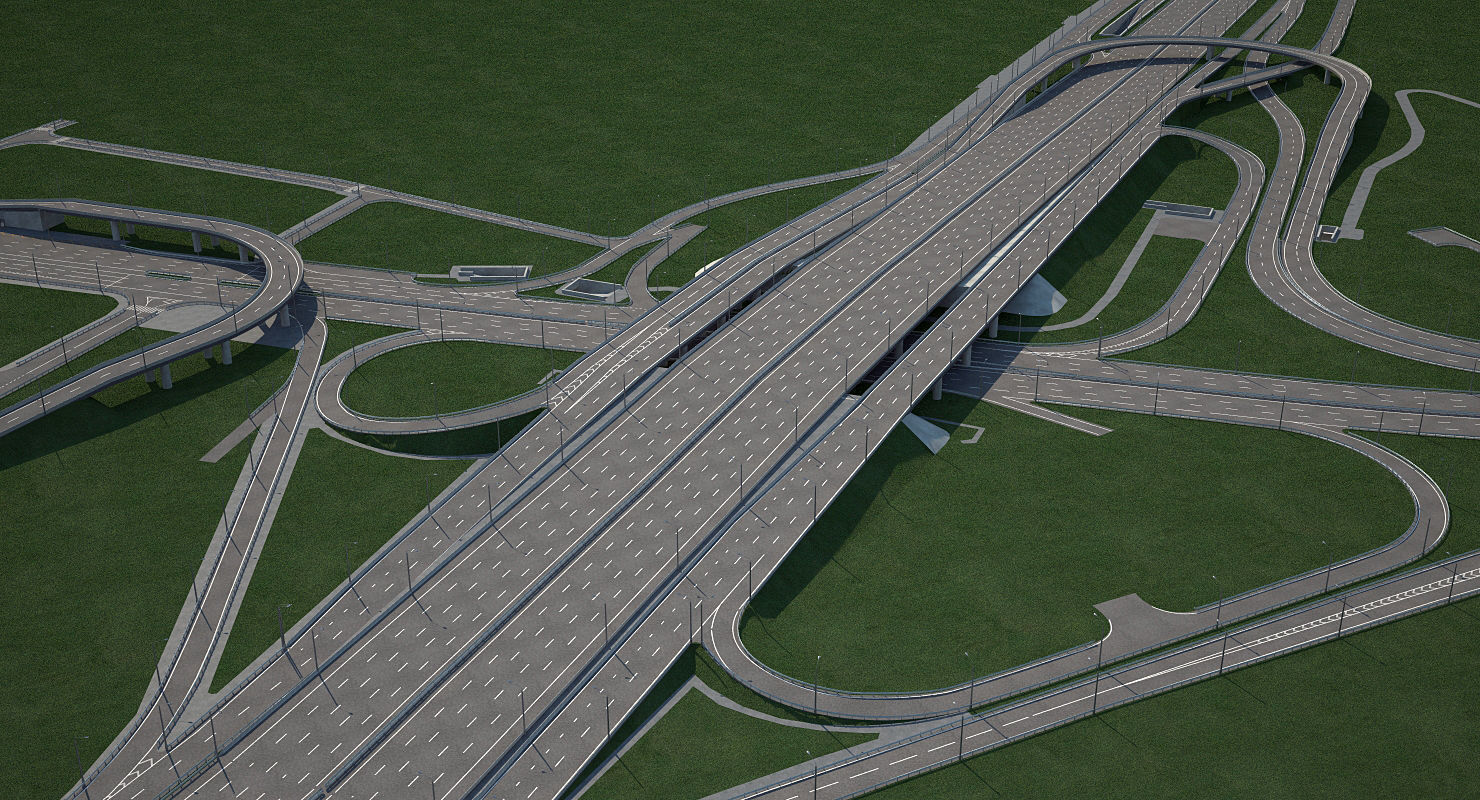 Highway Road Junction 3D model | CGTrader
