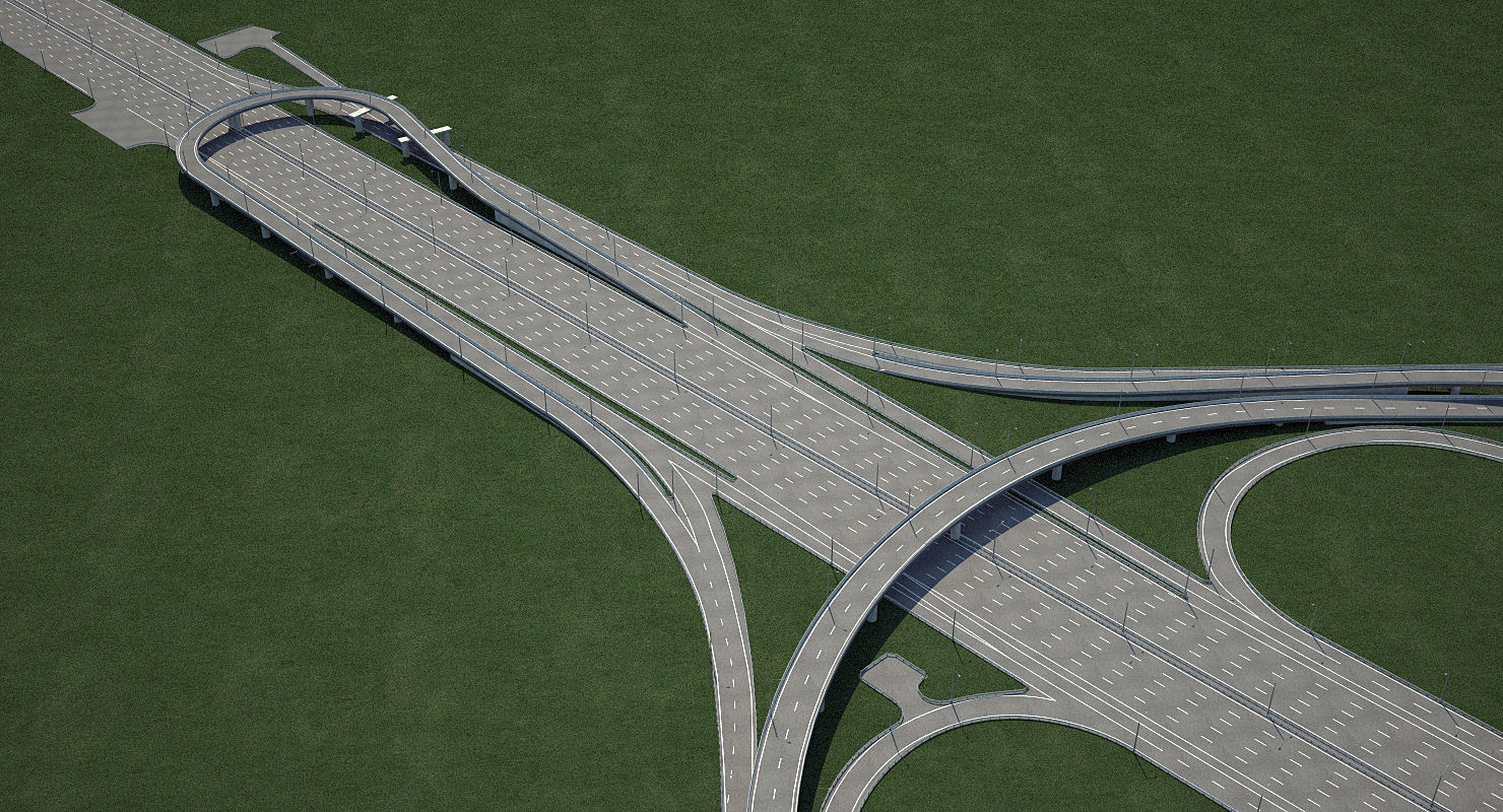 Highway Road Junction 3D model | CGTrader