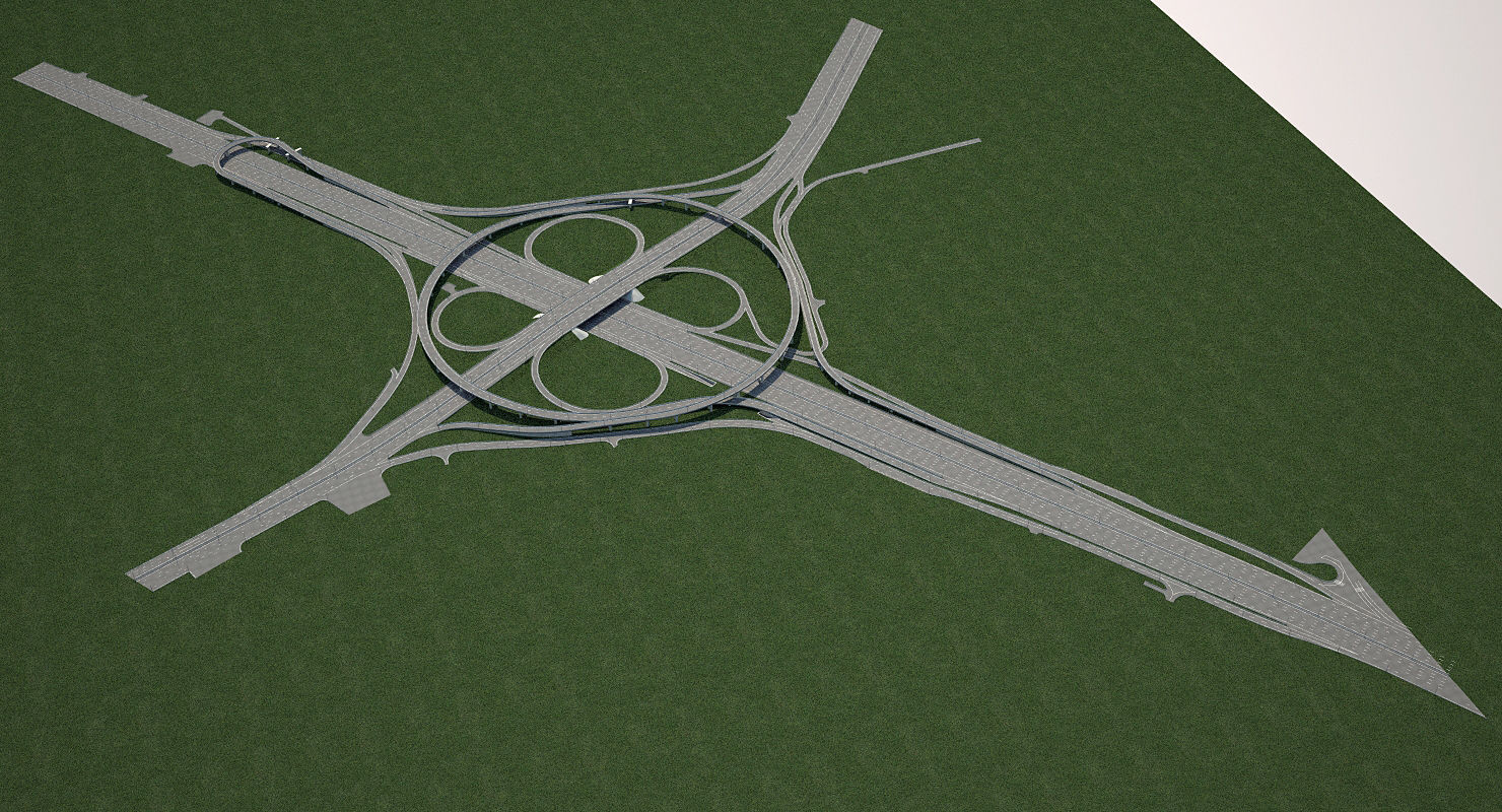 Highway Road Junction 3D model | CGTrader