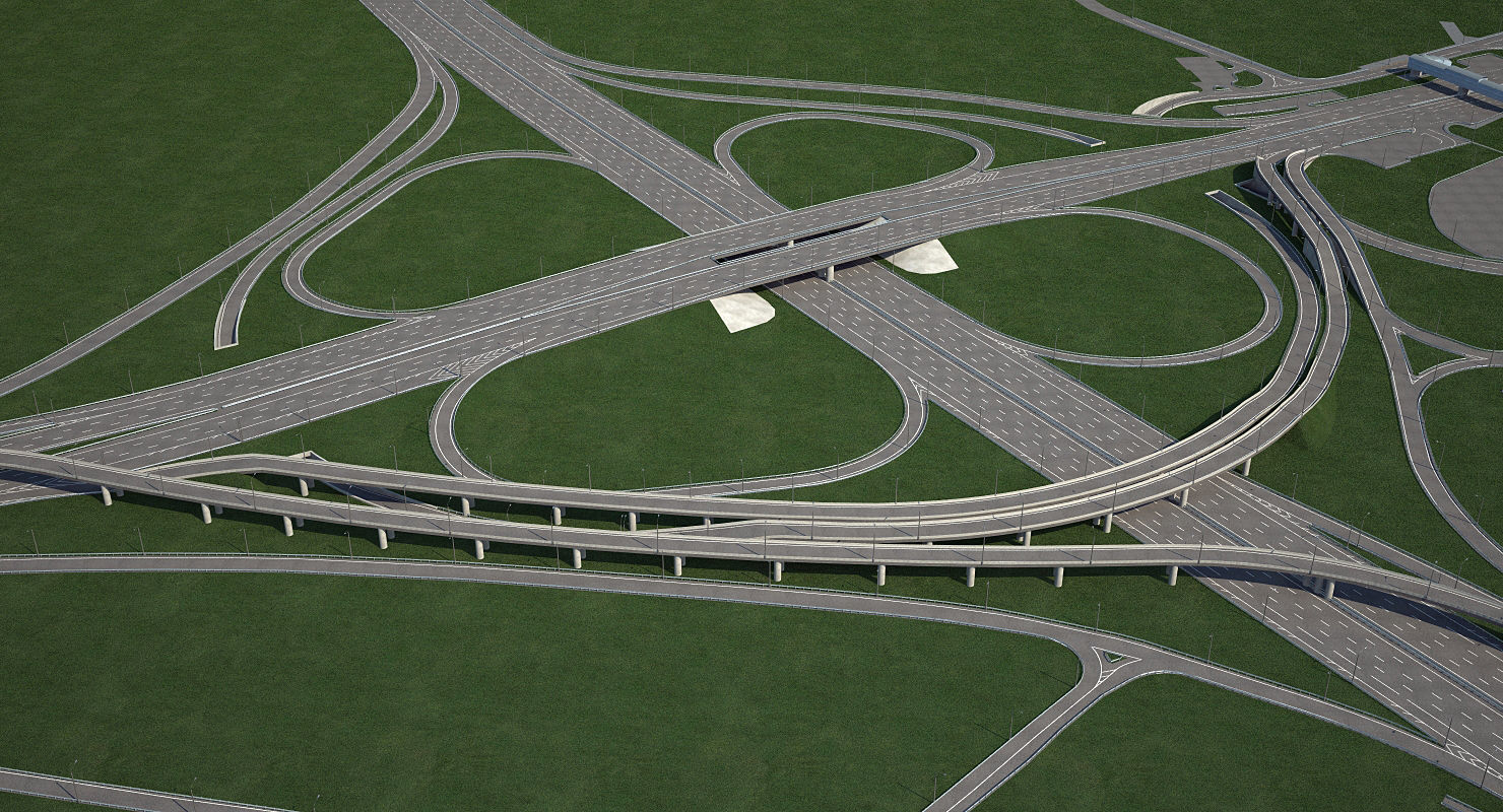 Highway Road Junction 3D model | CGTrader