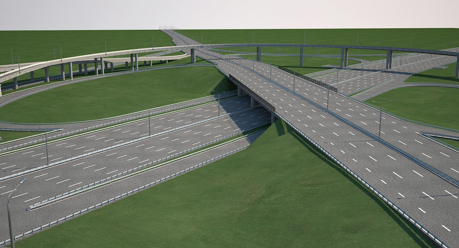 Highway Road Junction 3D model | CGTrader