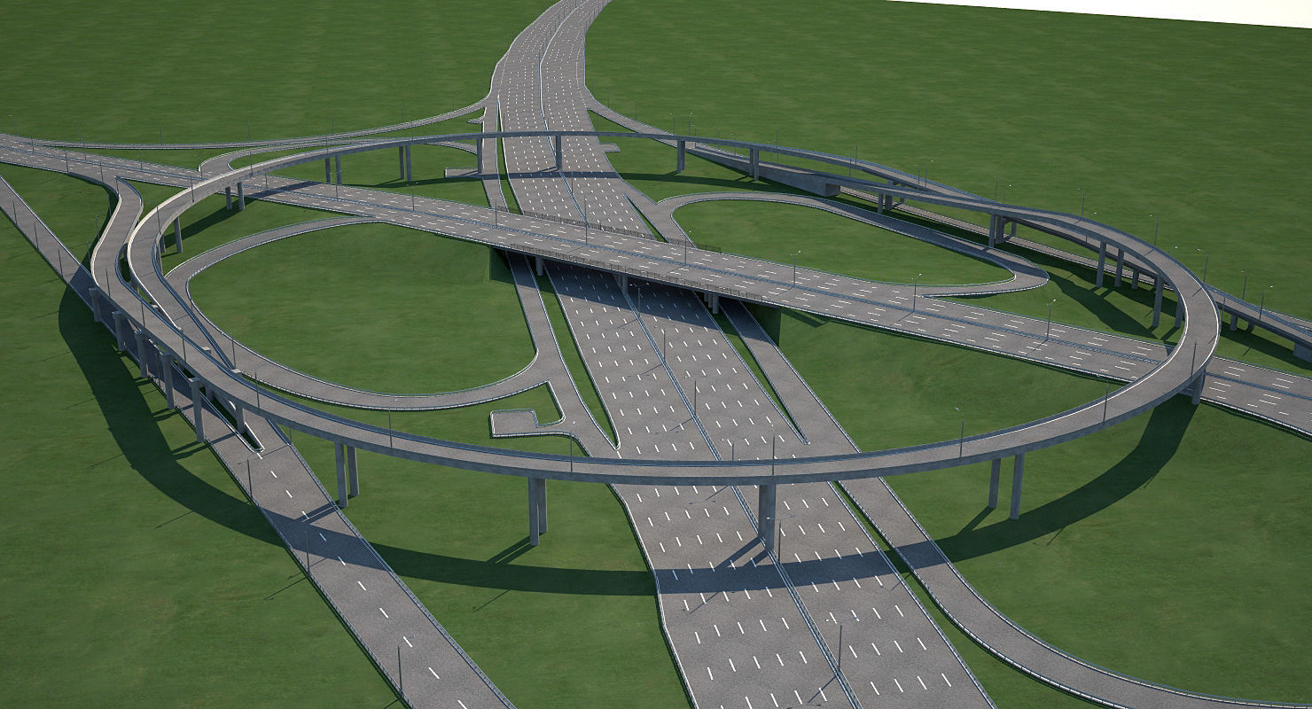 Highway Road Junction 3D model | CGTrader
