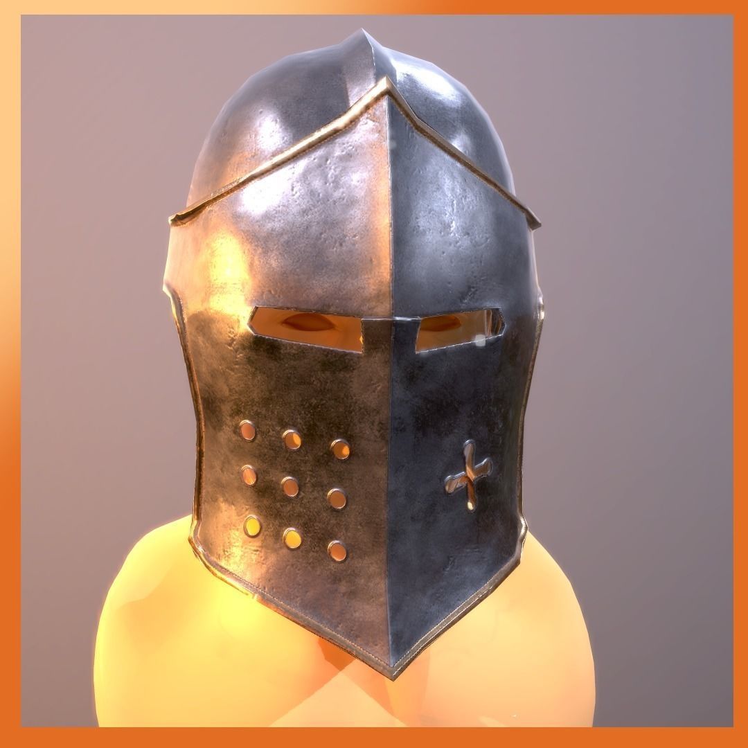 3D model Helm No9 Barbute with 3 variants VR / AR / low-poly | CGTrader