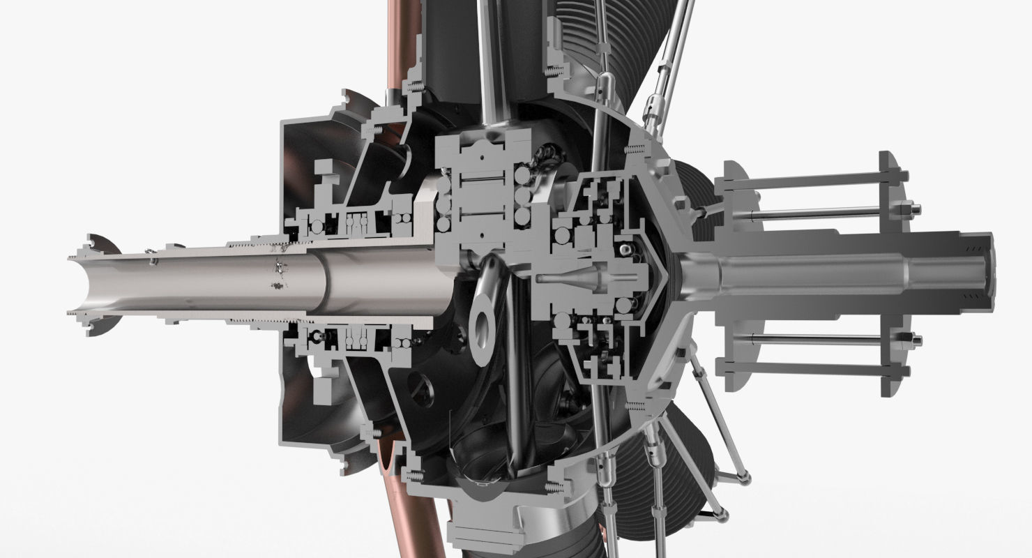 Clerget 9B rotary engine 3D model | CGTrader
