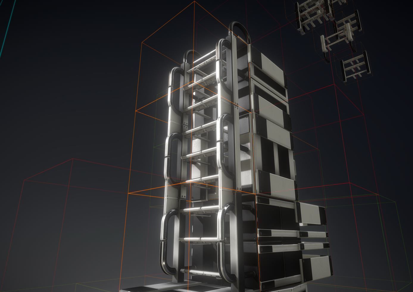 3D model Futuristic Ladder Collection White Plastic Version VR / AR ...