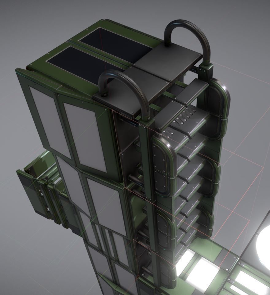 3D model Futuristic Ladders Green Painted Metal Modular VR / AR / low ...
