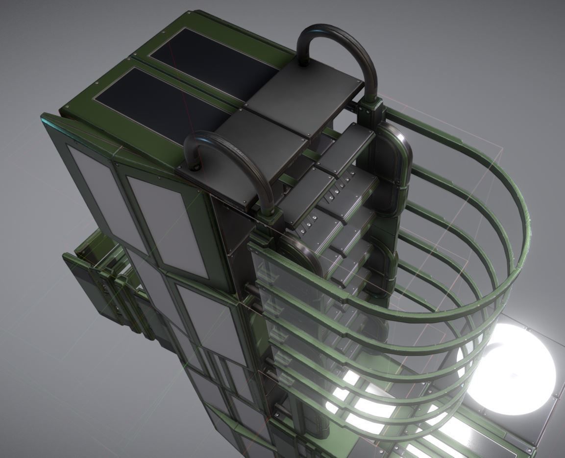 3D model Futuristic Ladders Green Painted Metal Modular VR / AR / low ...