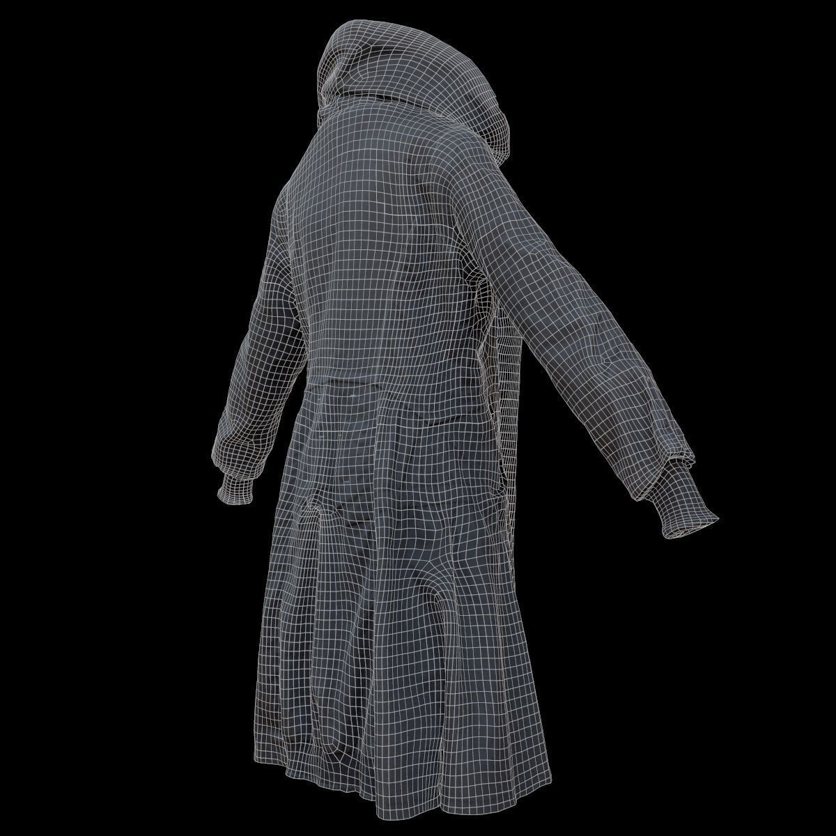 3D model Long black Coat VR / AR / low-poly | CGTrader