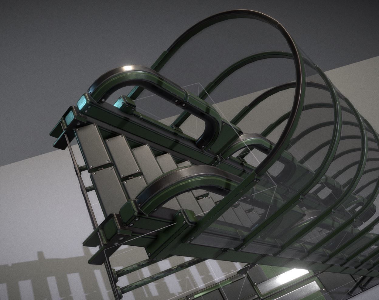 3D model Futuristic Ladders and Stairs Package Green Version VR / AR ...