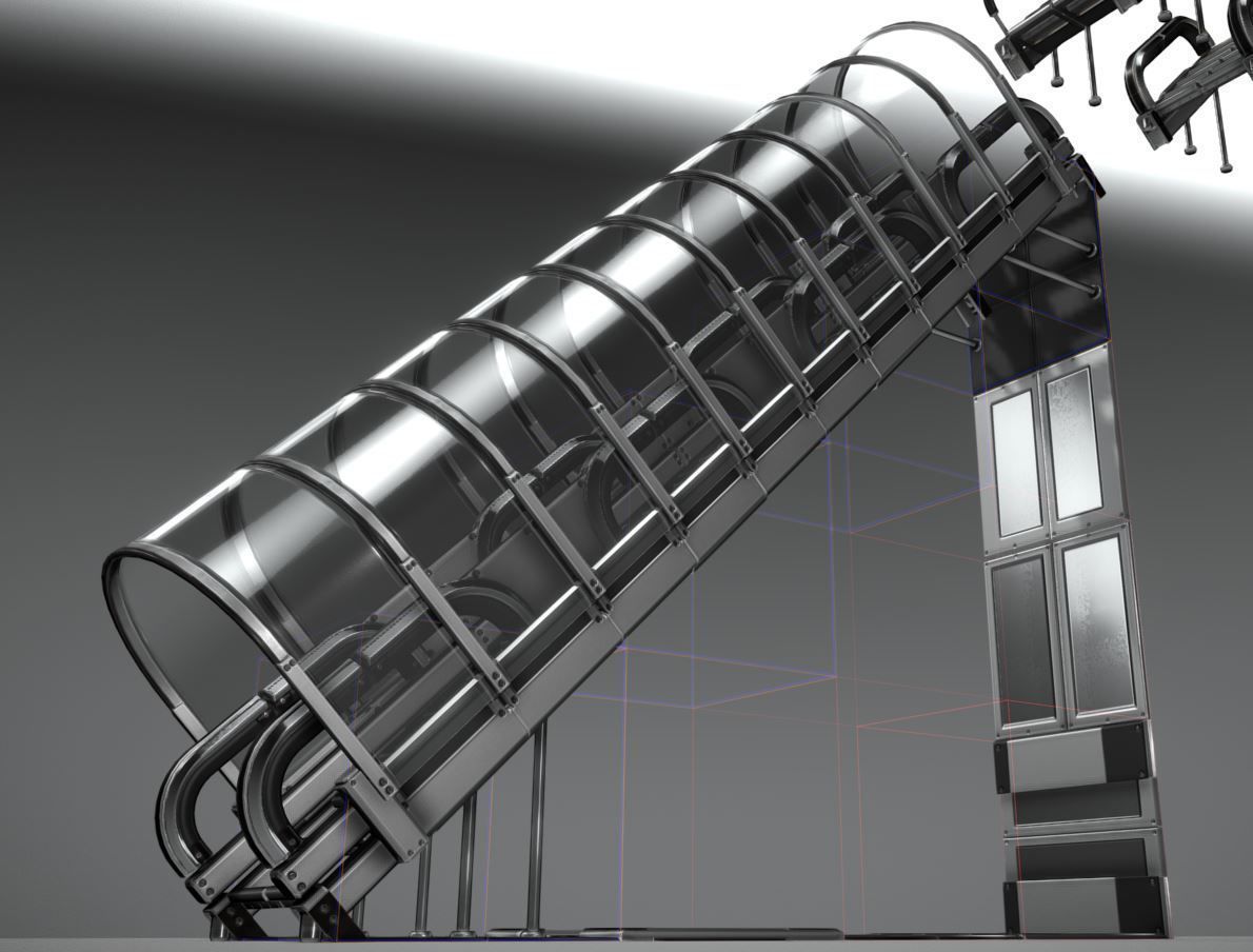 3D model Sci-Fi Ladders and Stairs Package Silver Version VR / AR / low ...