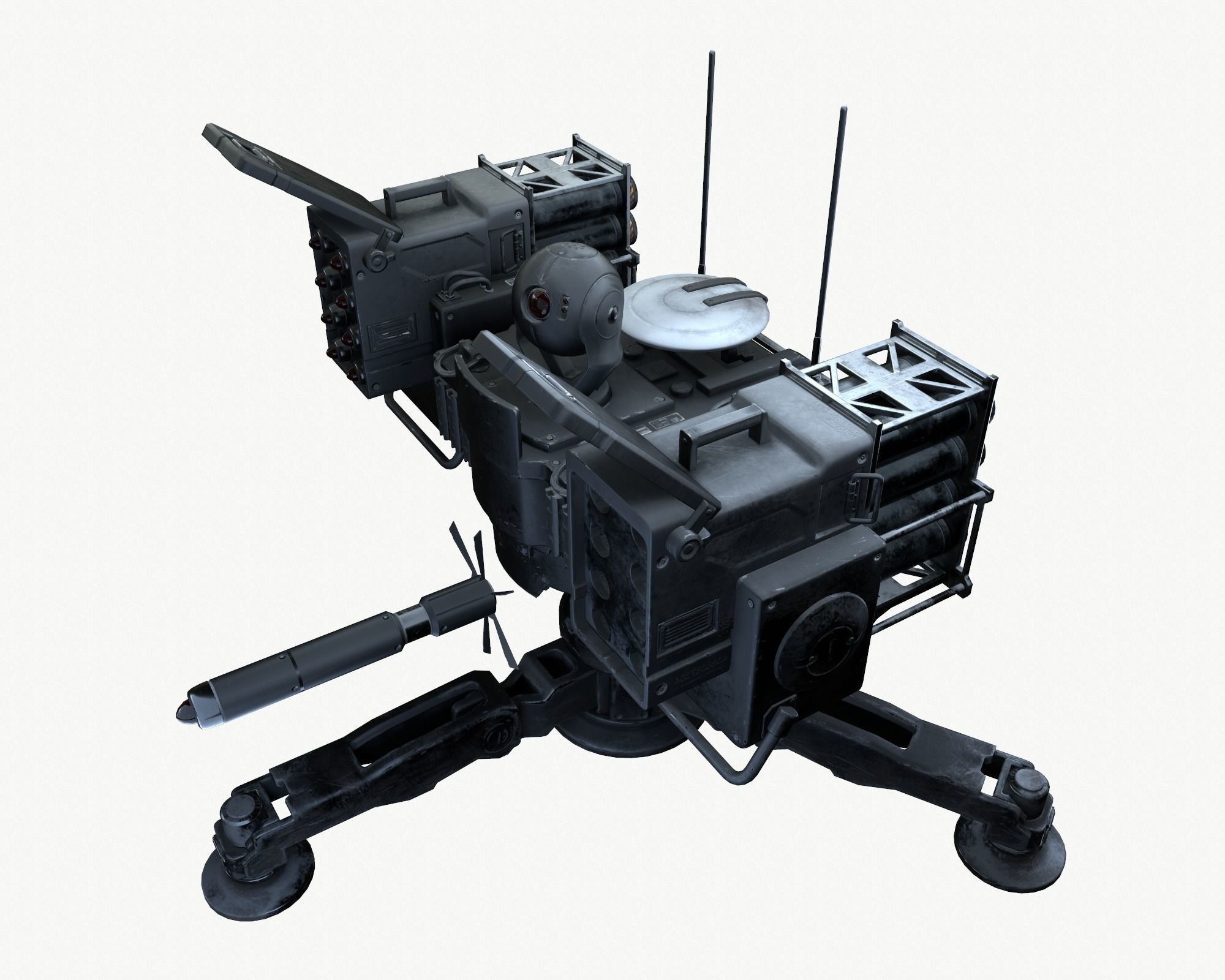 3D model Missile Turret Game Ready PBR Textures VR / AR / low-poly ...