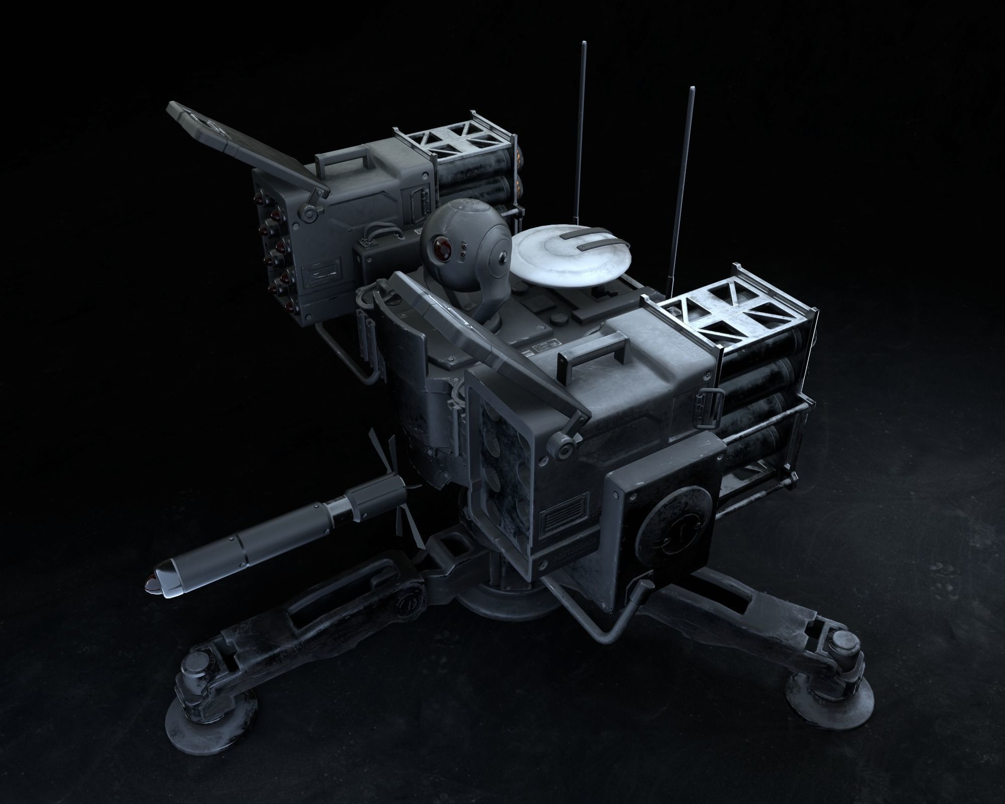 3D model Missile Turret Game Ready PBR Textures VR / AR / low-poly ...