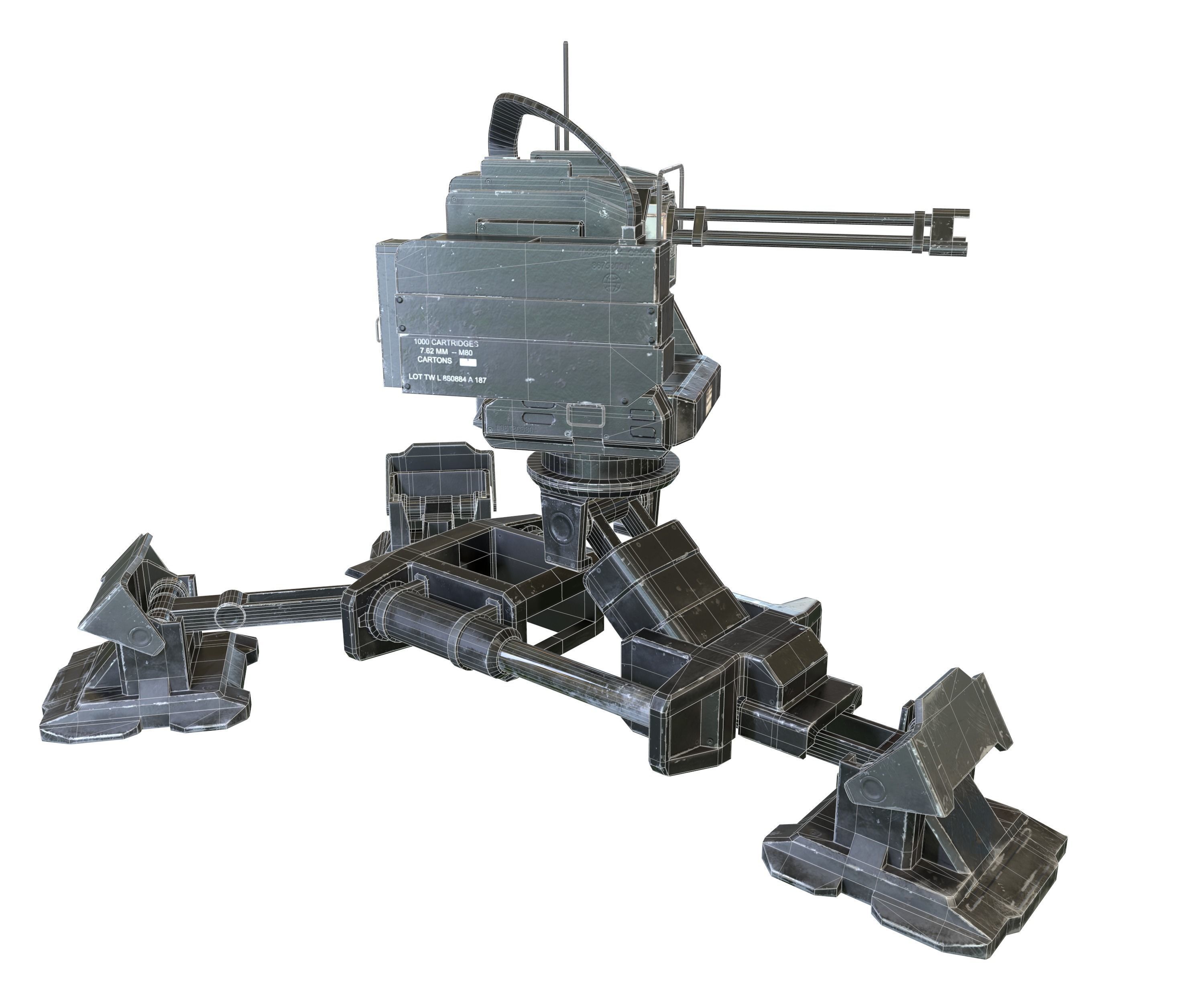 3D model Turret Sentry Game Ready PBR Textures VR / AR / low-poly ...