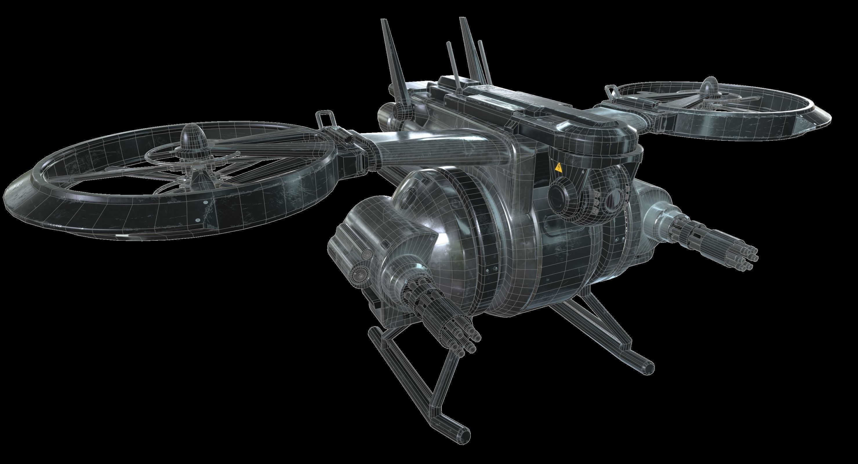 3D model Drone Sci Fi Game Ready PBR Textures VR / AR / low-poly rigged ...