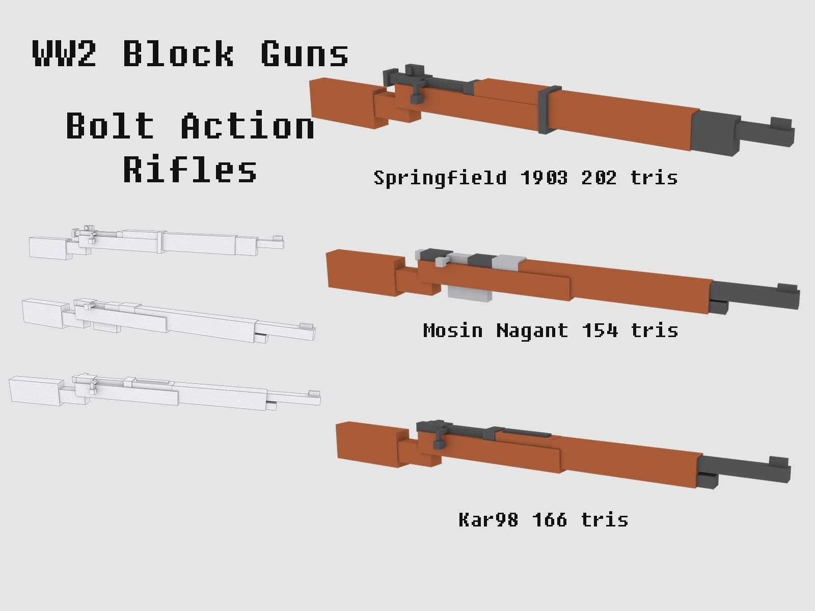 3D model Block Guns WW2 Animated VR / AR / low-poly rigged animated ...
