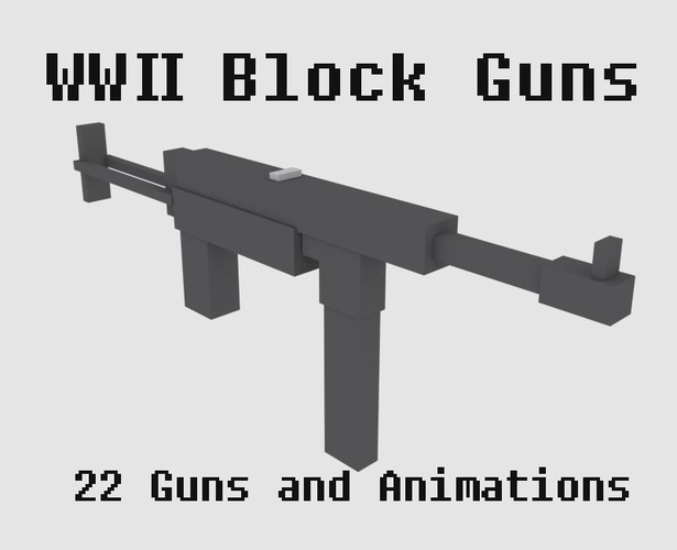 3D model Block Guns WW2 Animated VR / AR / low-poly rigged animated ...