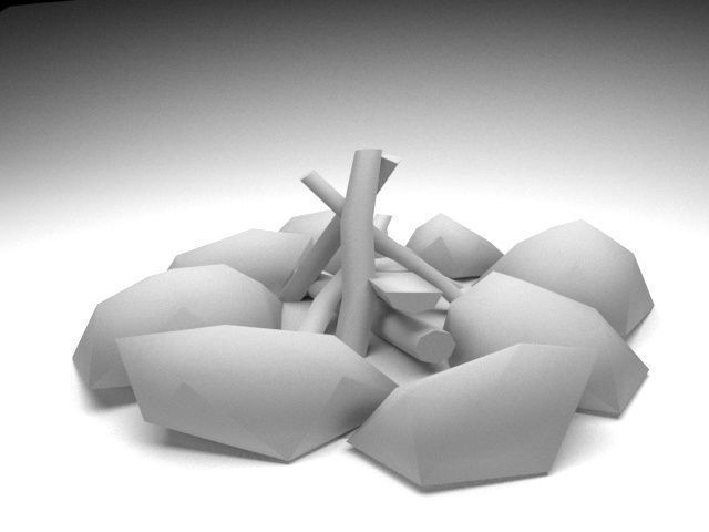 3D model Camp-fire campfire with rocks and sticks VR / AR / low-poly ...