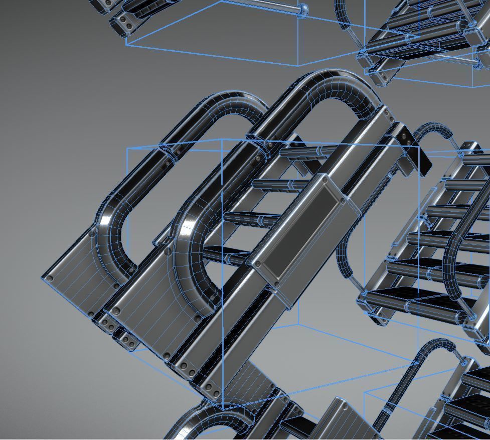 3D model Futuristic Ladders and Stairs Set - All Available PBR Textures ...