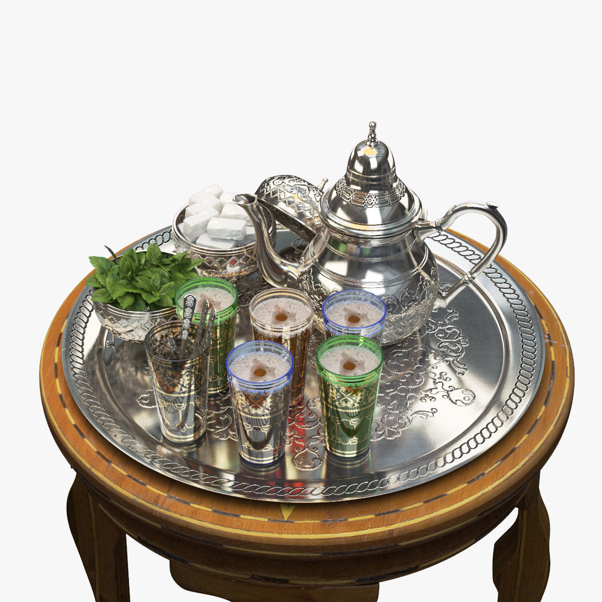 Moroccan Tea Set 3D model | CGTrader