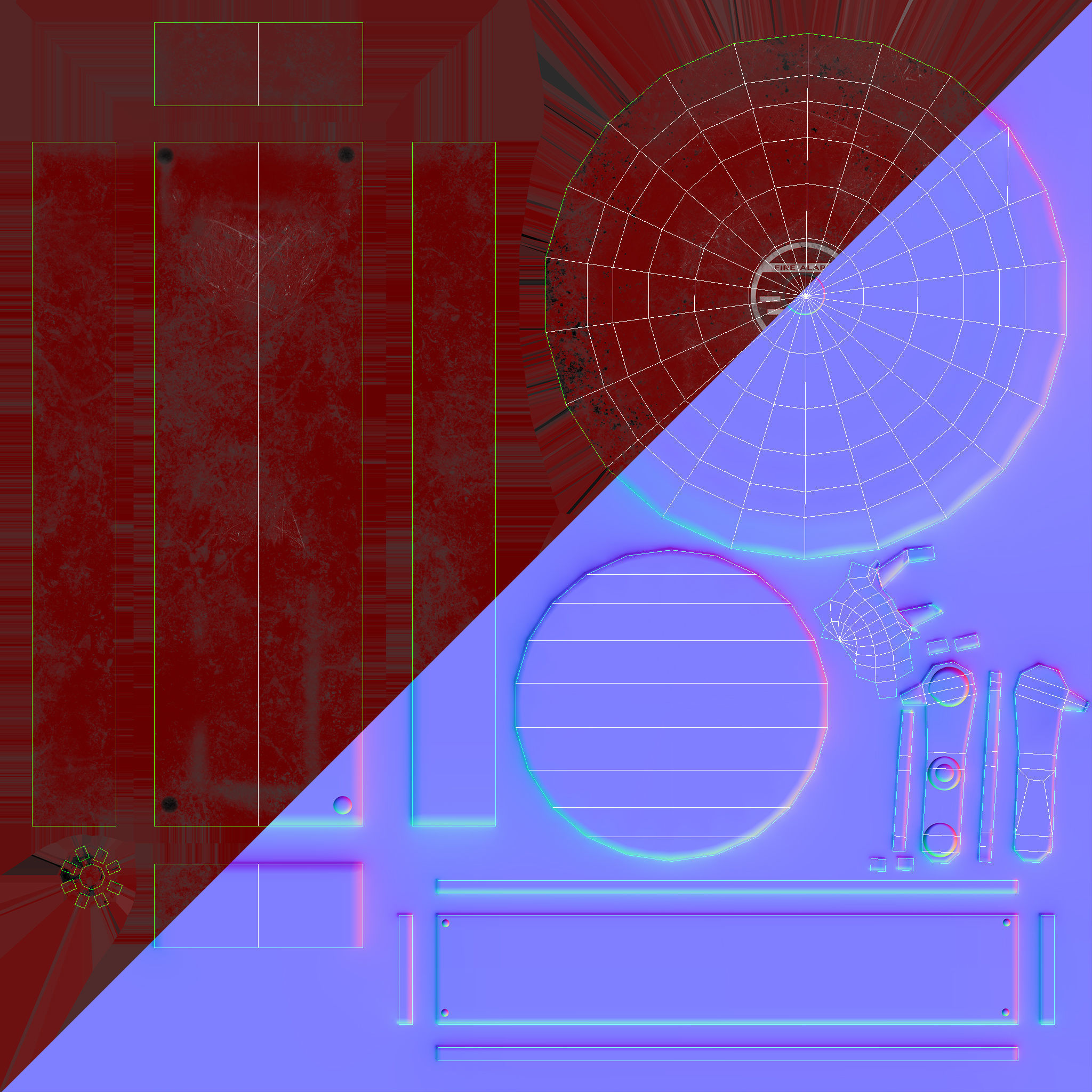 3D model Fire Alarm Retro Game Ready PBR Textures VR / AR / low-poly ...