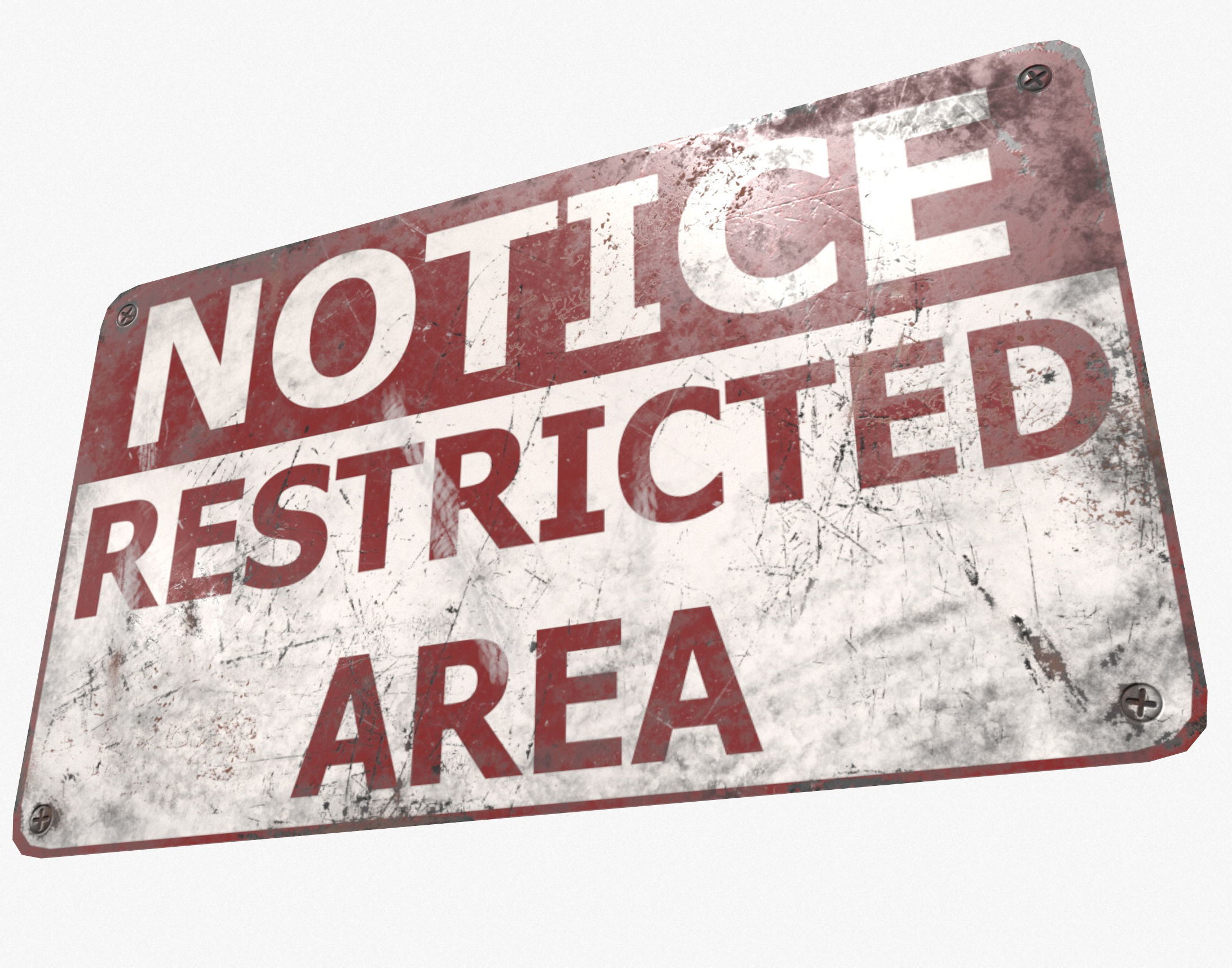 3D model Sign Restricted Area Game Ready PBR Textures model VR / AR ...