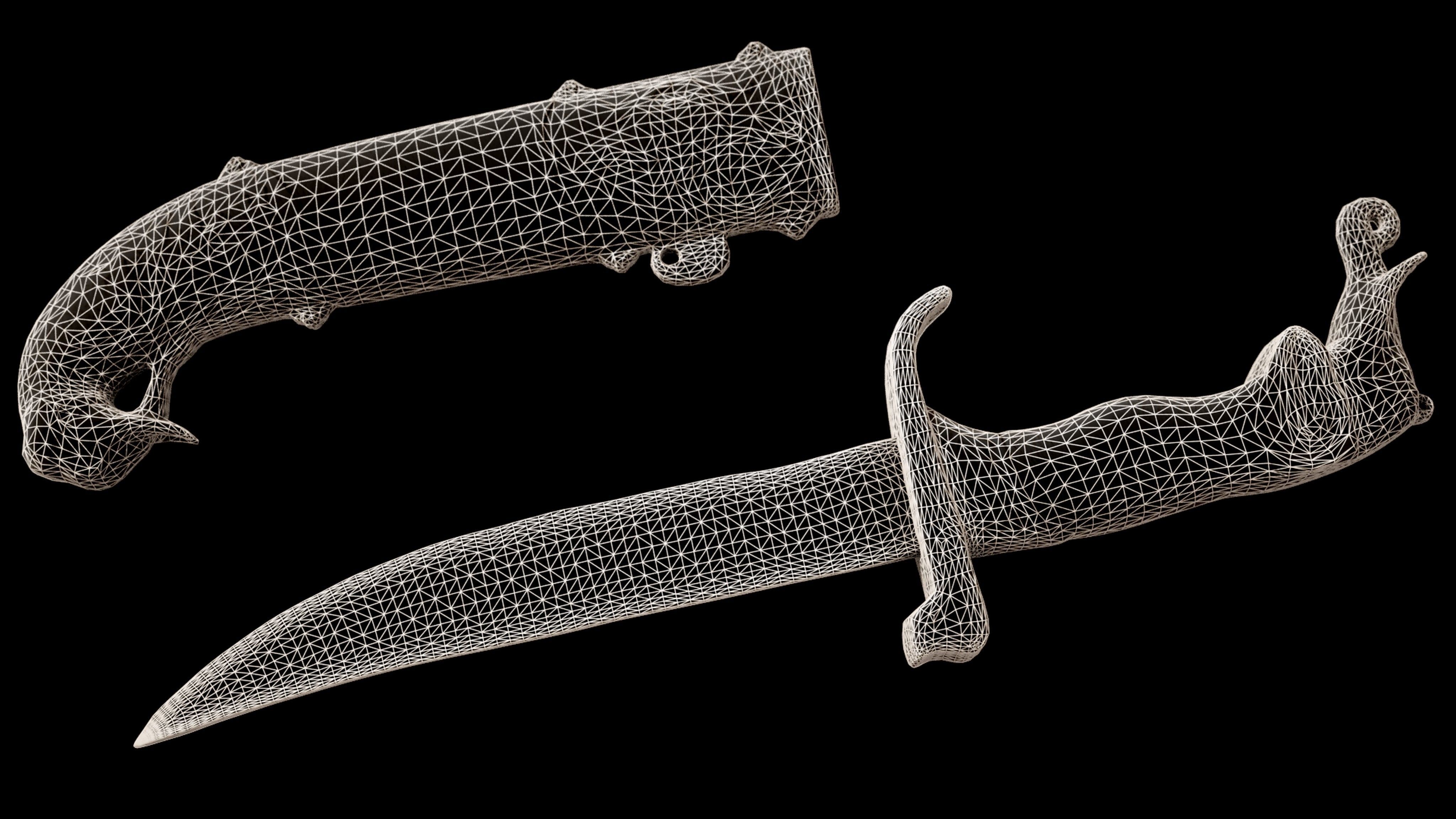 3D model Elephant Decorated Hunting Knife VR / AR / low-poly | CGTrader