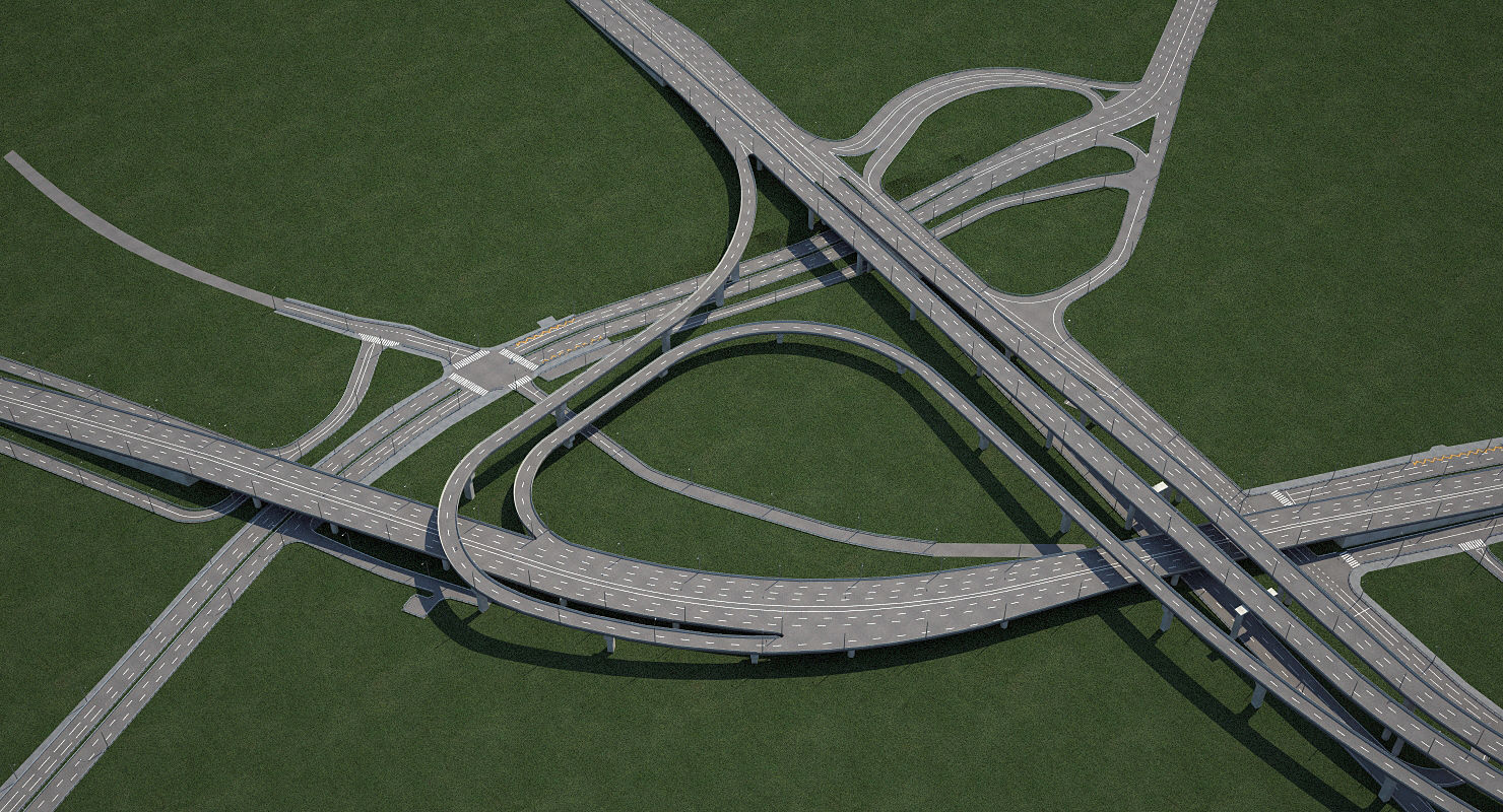 Highway Road Junction 3D model | CGTrader