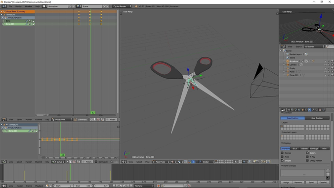 3D model Scissor pair of scissors VR / AR / low-poly rigged animated ...