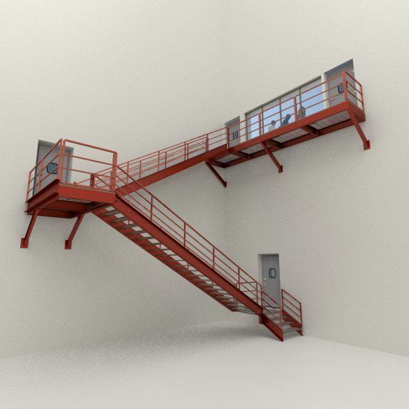 Factory Metal Stairs modular package 3D model | CGTrader