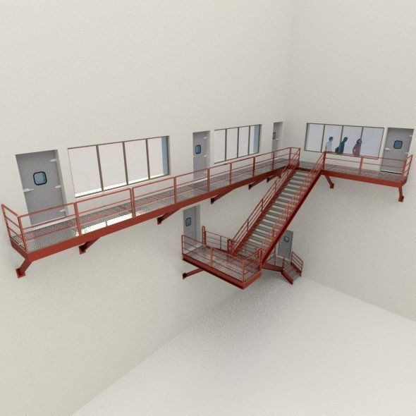 Factory Metal Stairs modular package 3D model | CGTrader