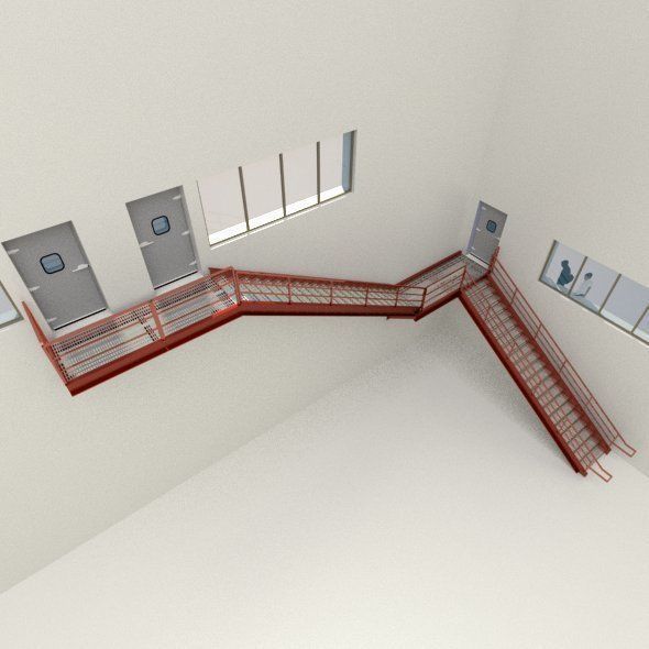 Factory Metal Stairs modular package 3D model | CGTrader