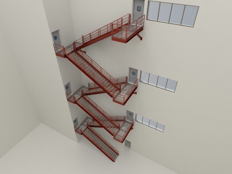 Factory Metal Stairs modular package 3D model | CGTrader