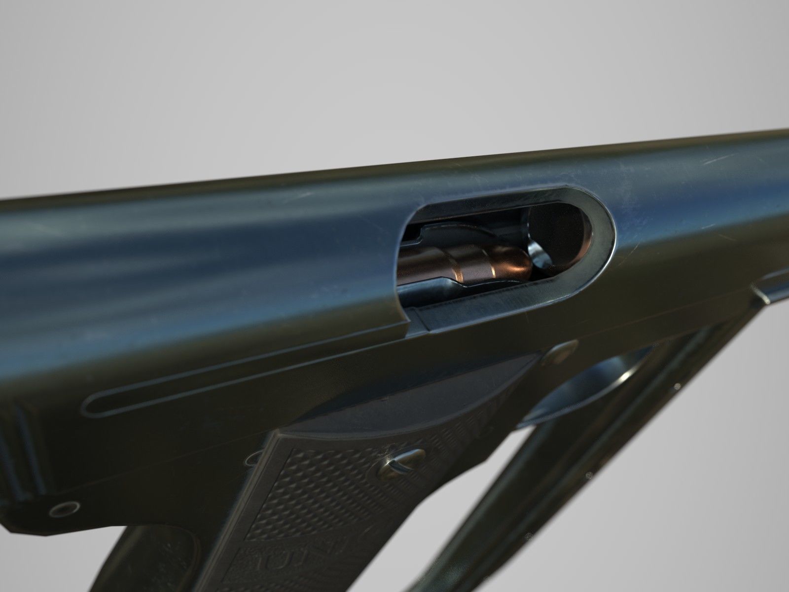 3D model French UNION Pistol with Extended Magazine Low Poly PBR VR ...