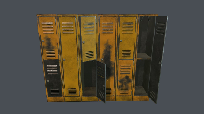 3D model Old Damaged Metal Locker PBR Game Ready VR / AR / low-poly ...