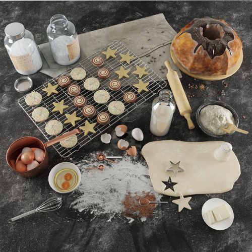 Baking set ingredients and utensils on table 3D model | CGTrader