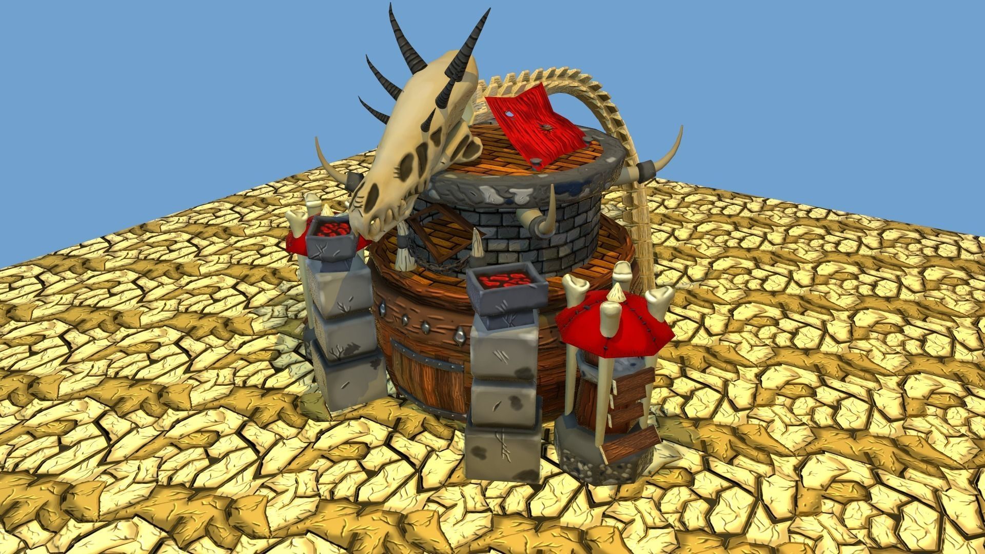 3D model Stylized Orc Town - Town Hall VR / AR / low-poly | CGTrader