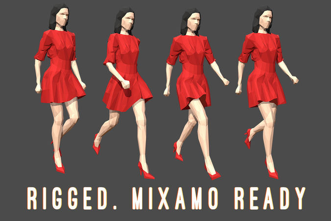 3D model Rigged Lowpoly Woman VR / AR / low-poly rigged animated | CGTrader