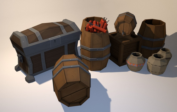 3D model Low Poly Stylized Container Pack VR / AR / low-poly | CGTrader