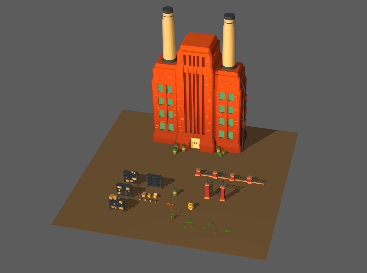3D model Cartoon Low-Poly Factory Area Pack VR / AR / low-poly | CGTrader
