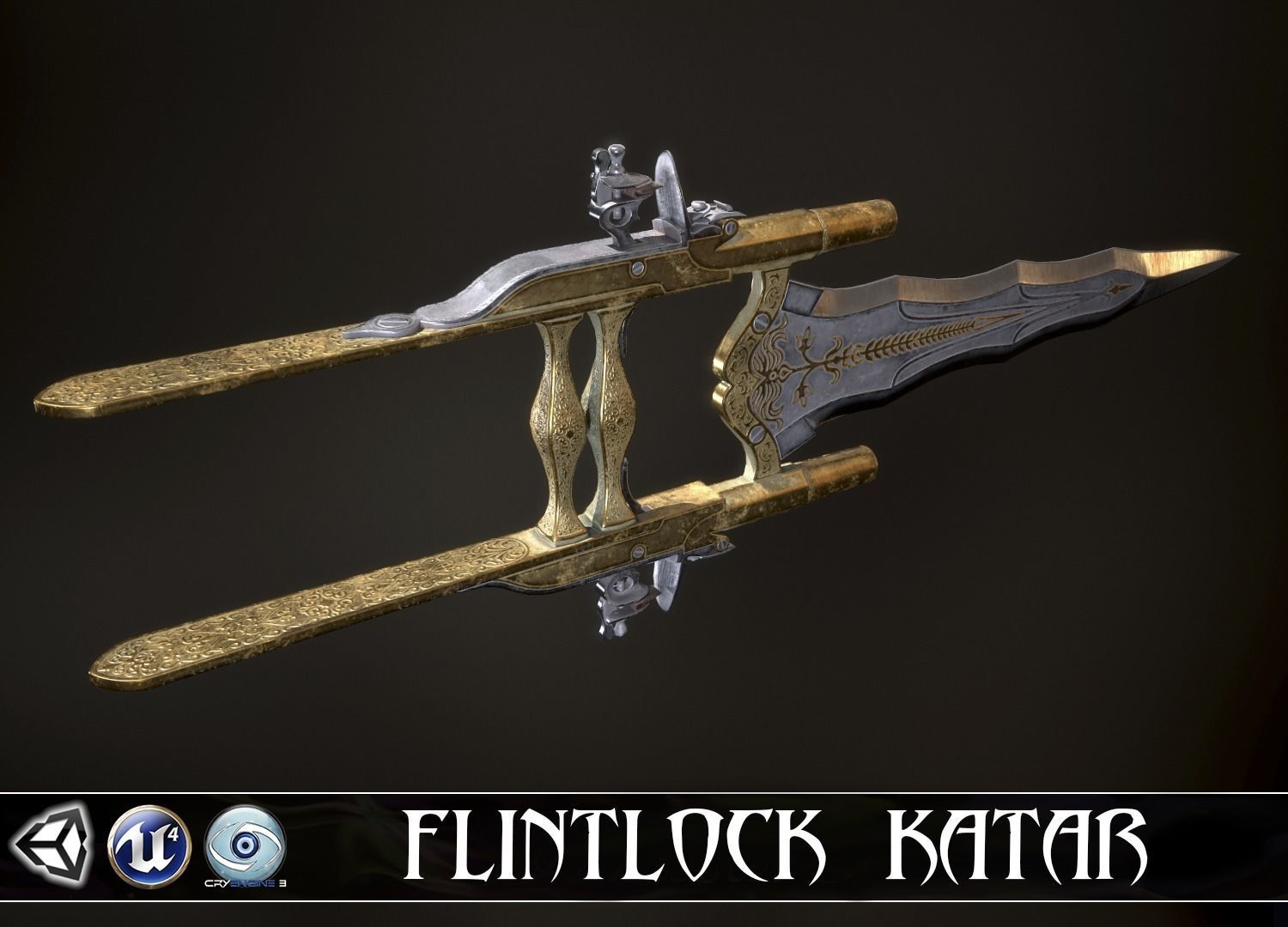 3D model BUTTERFLY ASSASSIN - Flintlock Katar VR / AR / low-poly | CGTrader
