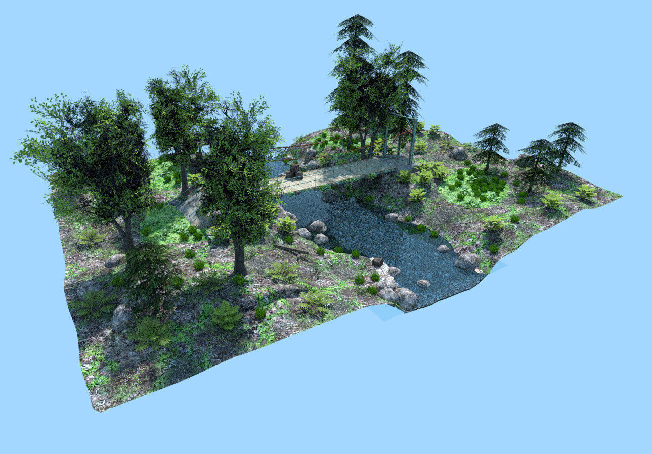 3D model low poly bridge scene VR / AR / low-poly | CGTrader