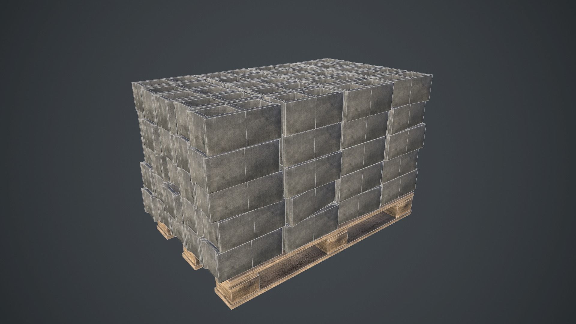 3D model Pallet With Concrete Blocks PBR Game Ready VR / AR / low-poly ...