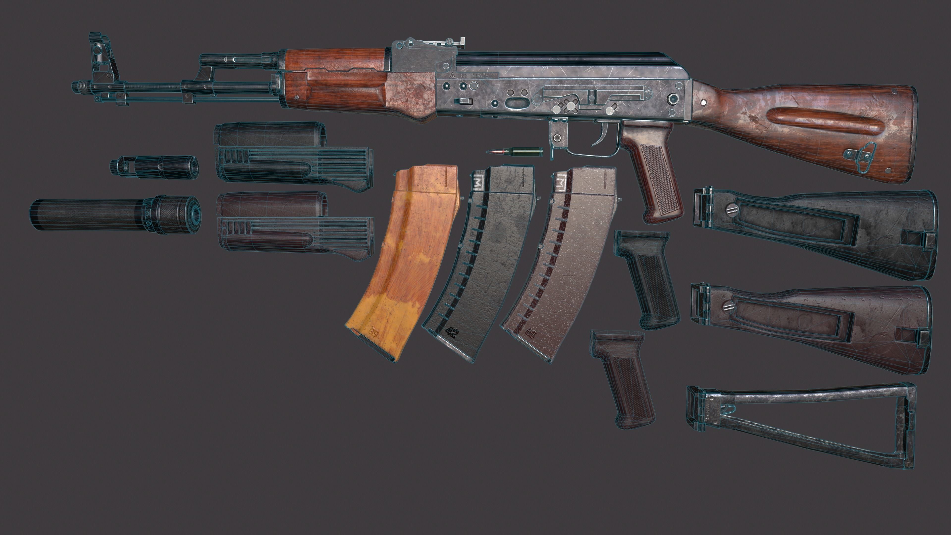 3D model AK 74M Pack PBR textures model VR / AR / low-poly | CGTrader