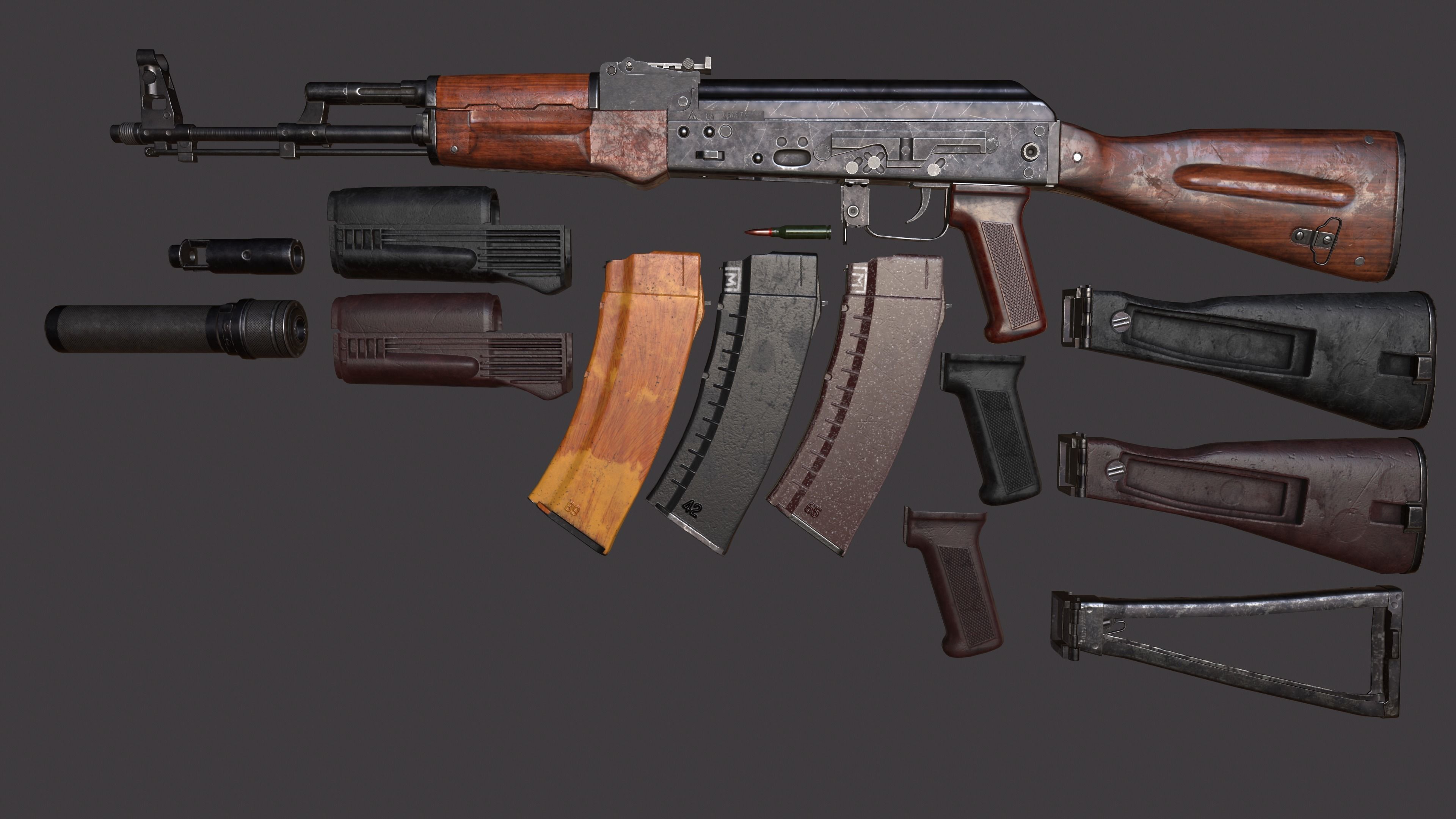 3D model AK 74M Pack PBR textures model VR / AR / low-poly | CGTrader